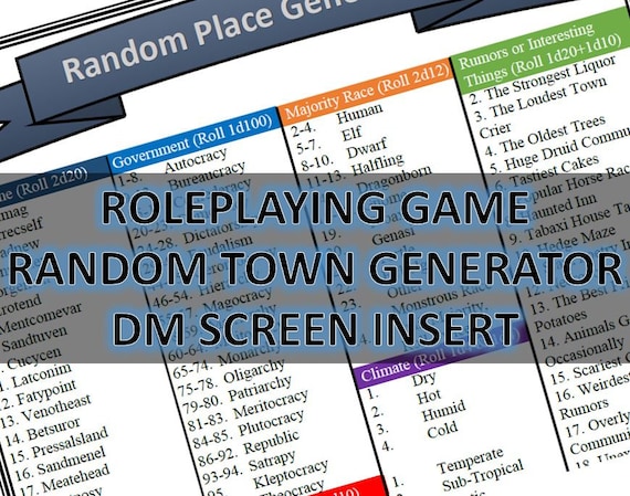 D&D Random Town Generator PDF Insert for Dnd Pathfinder | Etsy