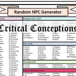 D&D Random NPC Generator PDF Insert - for Dnd, Pathfinder, Rpgs ...