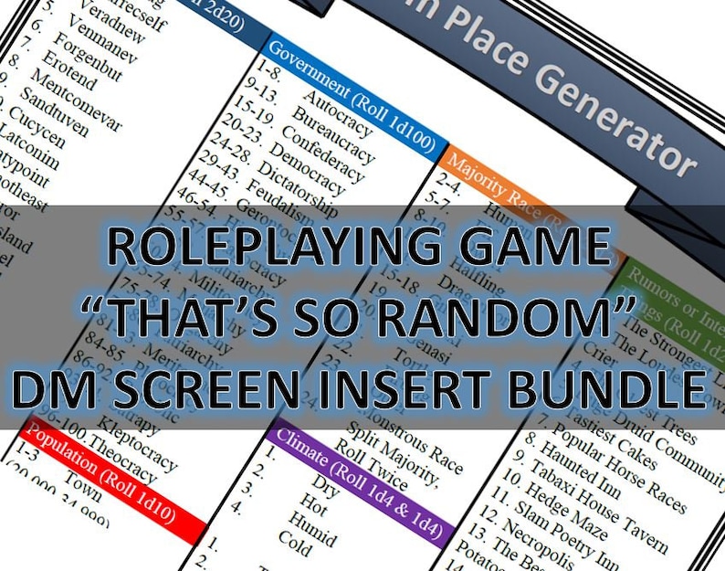 D&D that's so Random Bundle Random NPC, Shop, and Town Generators PDF ...