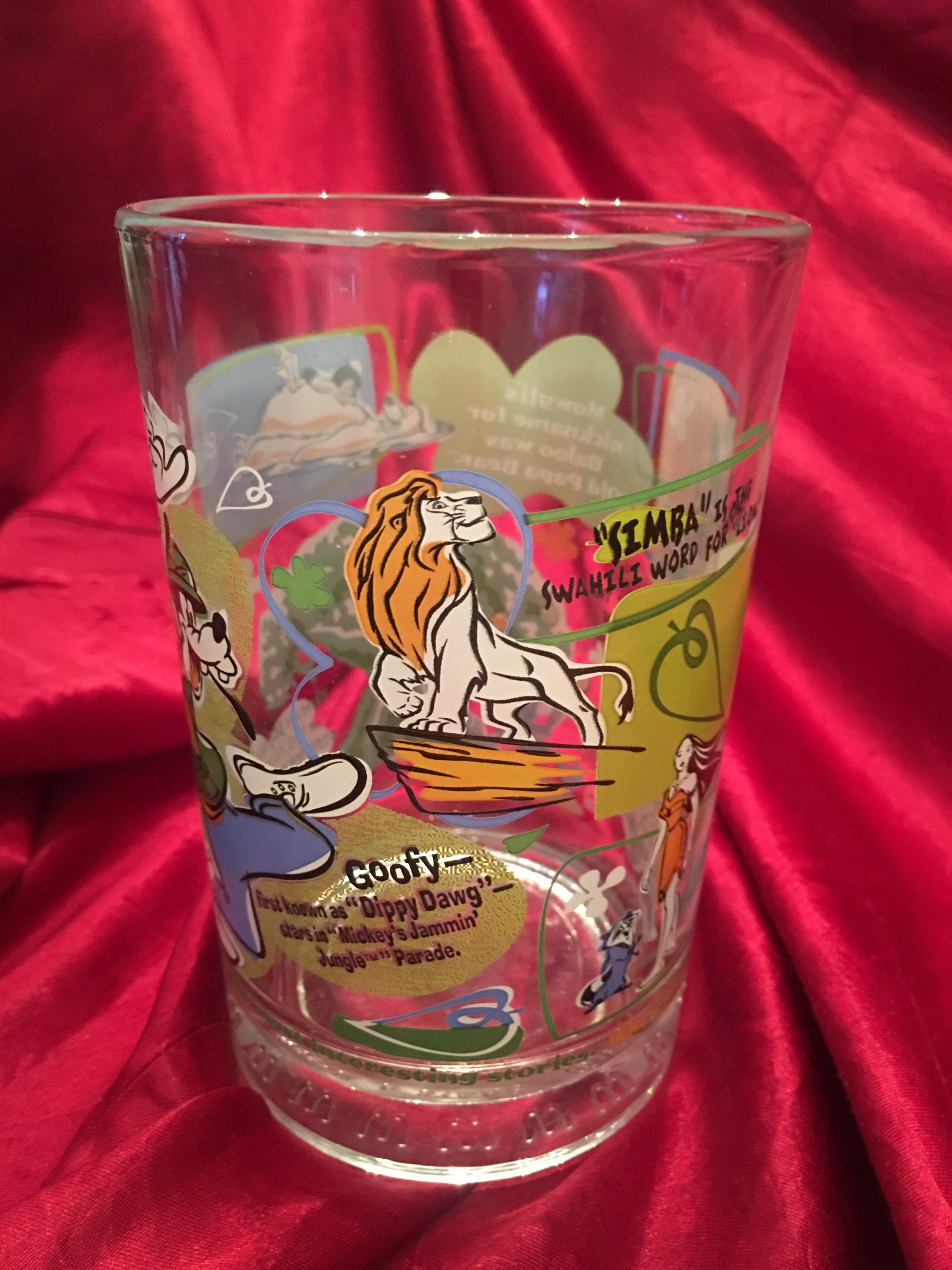 DISNEY 100th Anniversary Glass - Micky Mouse the Jungle Book Goofy Lion ...