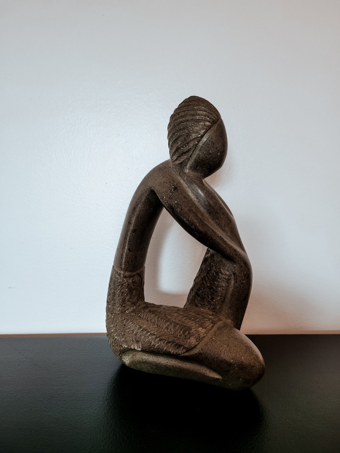 Hand-carved Stone Statue of a Thinking Man Modern Stone - Etsy