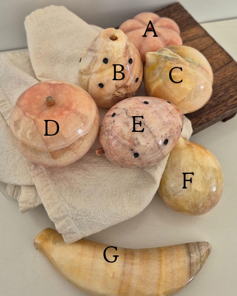 Vintage Italian Alabaster Fruit Collection | Hand-carved Stone Fruit Décor | Midcentury Marble ...