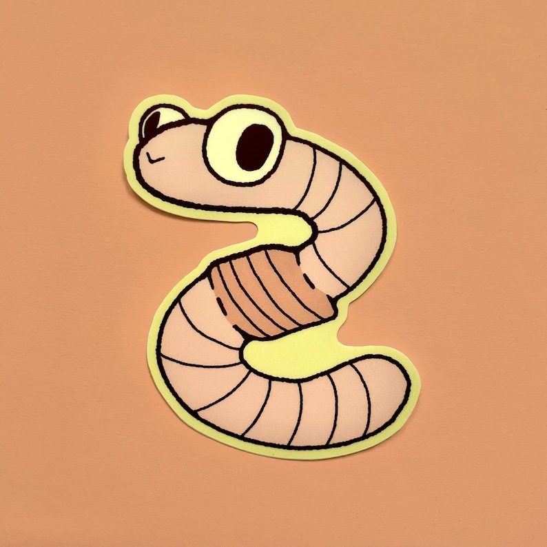 Happpy Worm Sticker - Etsy