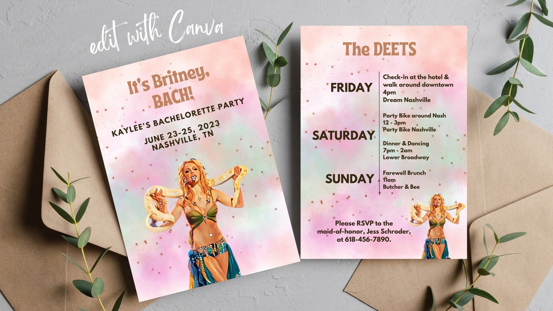 Editable It's Britney Bach Bachelorette Party Invitation Template ...