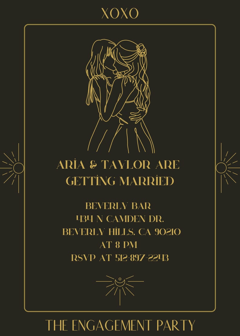 Editable Tarot Card Engagement Party Invitation Template | Customizable ...