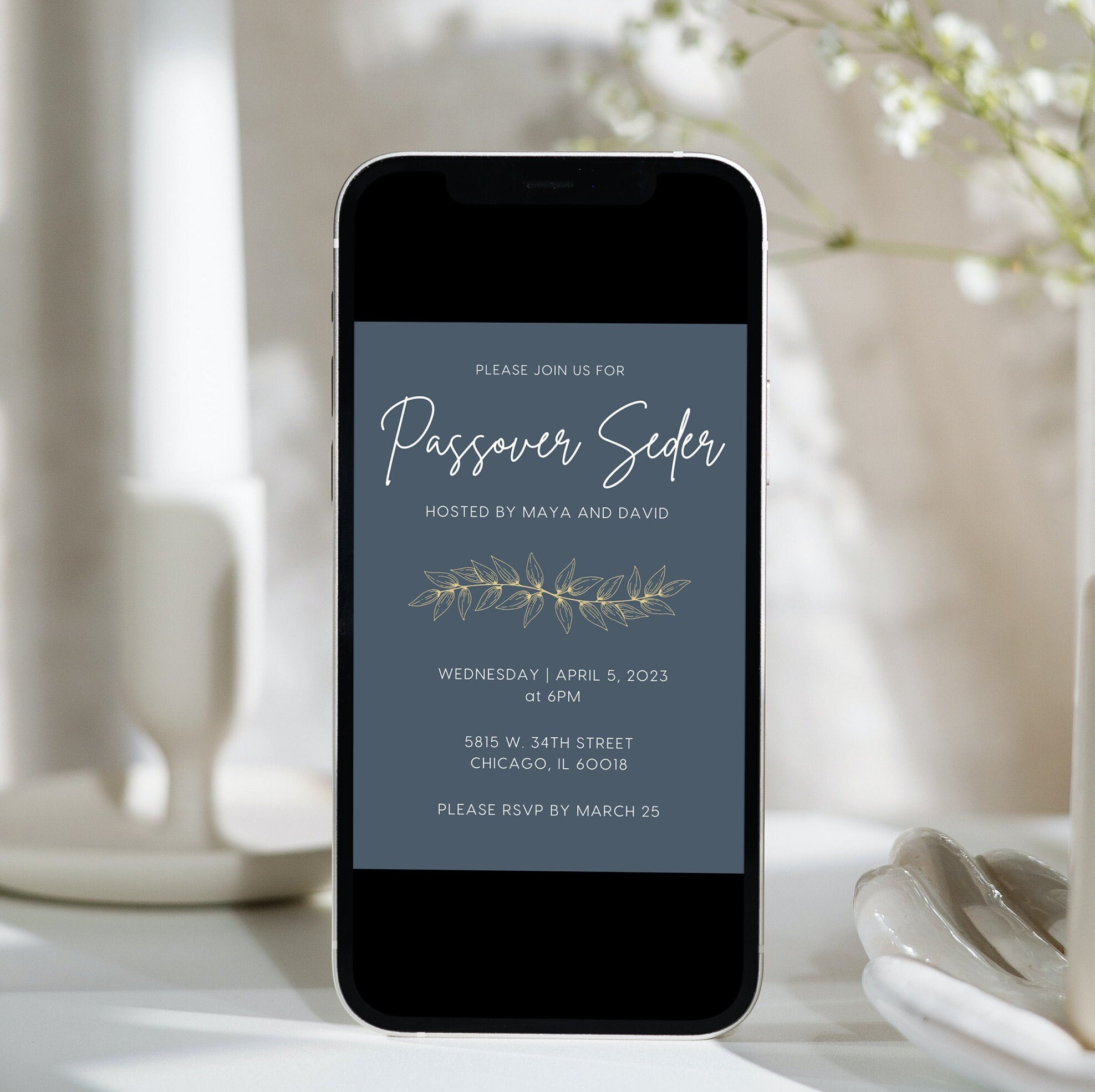 Editable Passover Seder Dinner Invitation Template | Customizable ...