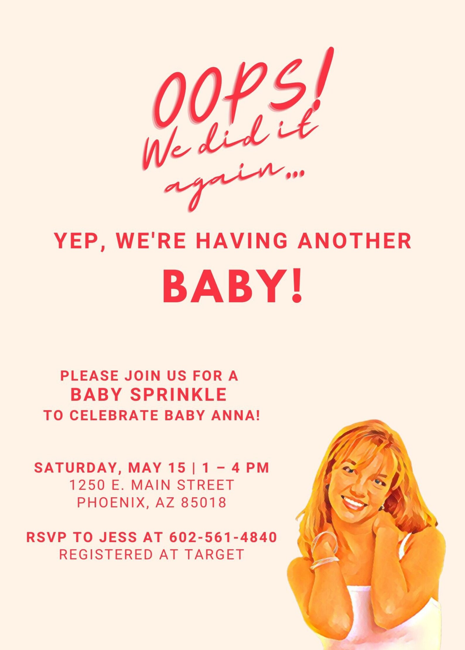 Britney Spears Baby Sprinkle Invitation Template: Pink & Red (canva ...
