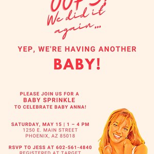 Britney Spears Baby Sprinkle Invitation Template | Customizable Canva ...
