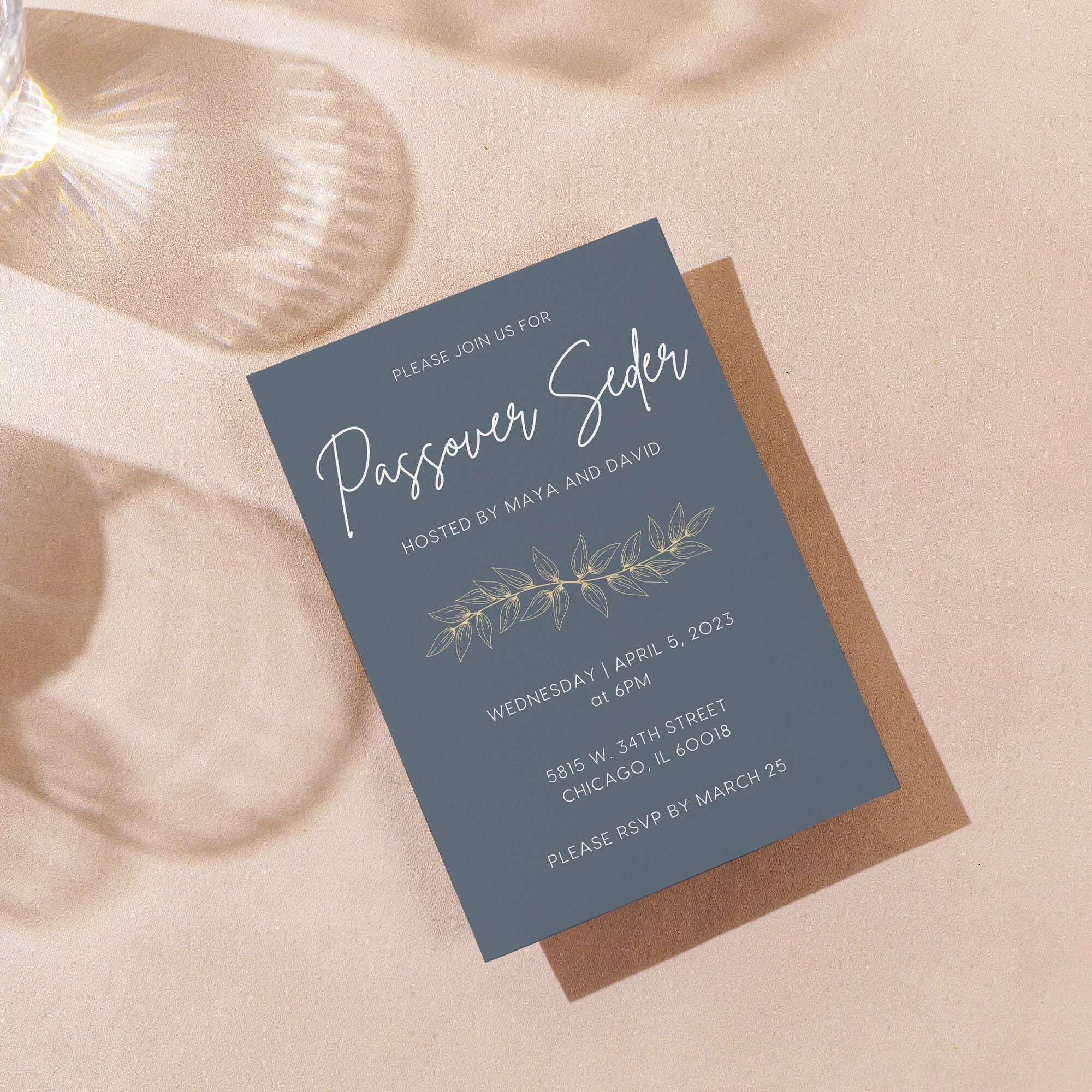 Editable Passover Seder Dinner Invitation Template | Customizable ...