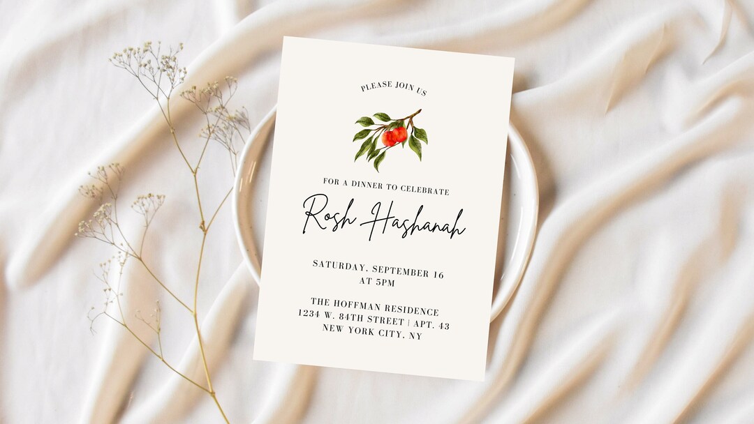 Editable Rosh Hashanah Dinner Invitation: Minimalist Canva Template ...