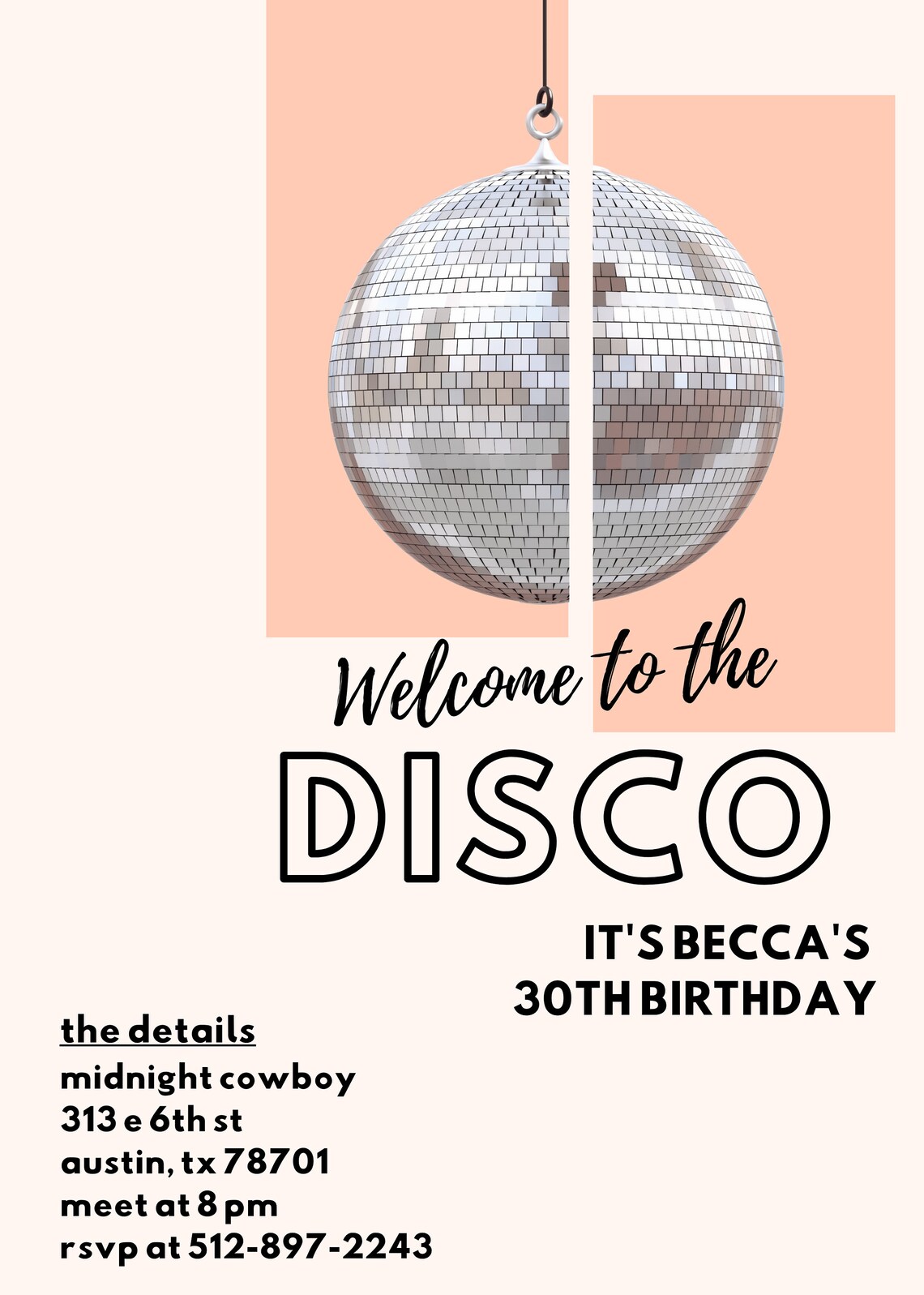 Editable Disco Themed Adult Birthday Invitation Template | Customizable ...