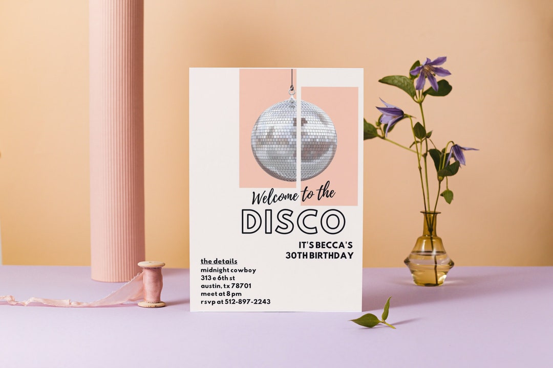 Editable Disco Themed Adult Birthday Invitation Template | Customizable ...