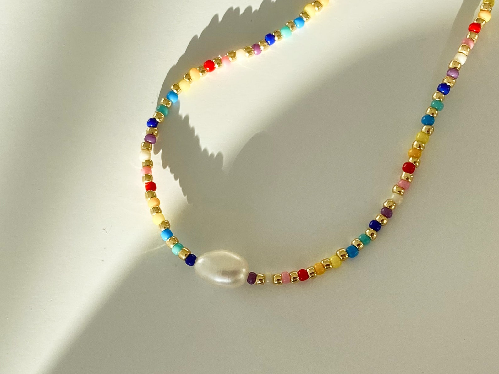 Dancing Pearl - Colorful Rainbow Beaded Freshwater Pearl Necklace for ...