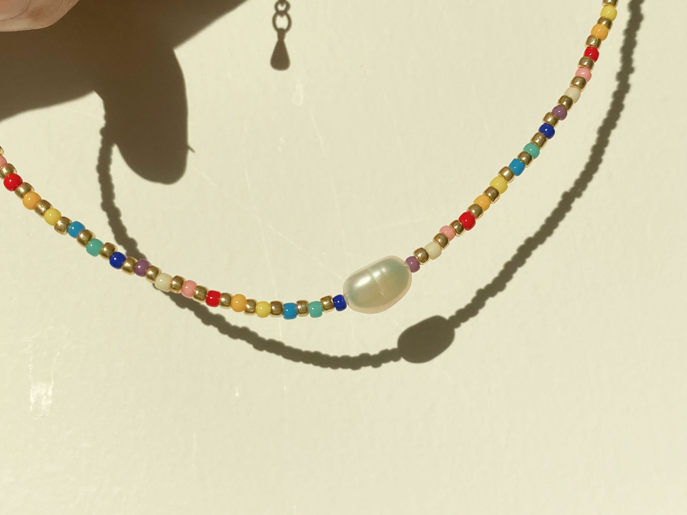 Dancing Pearl - Colorful Rainbow Beaded Freshwater Pearl Necklace for ...