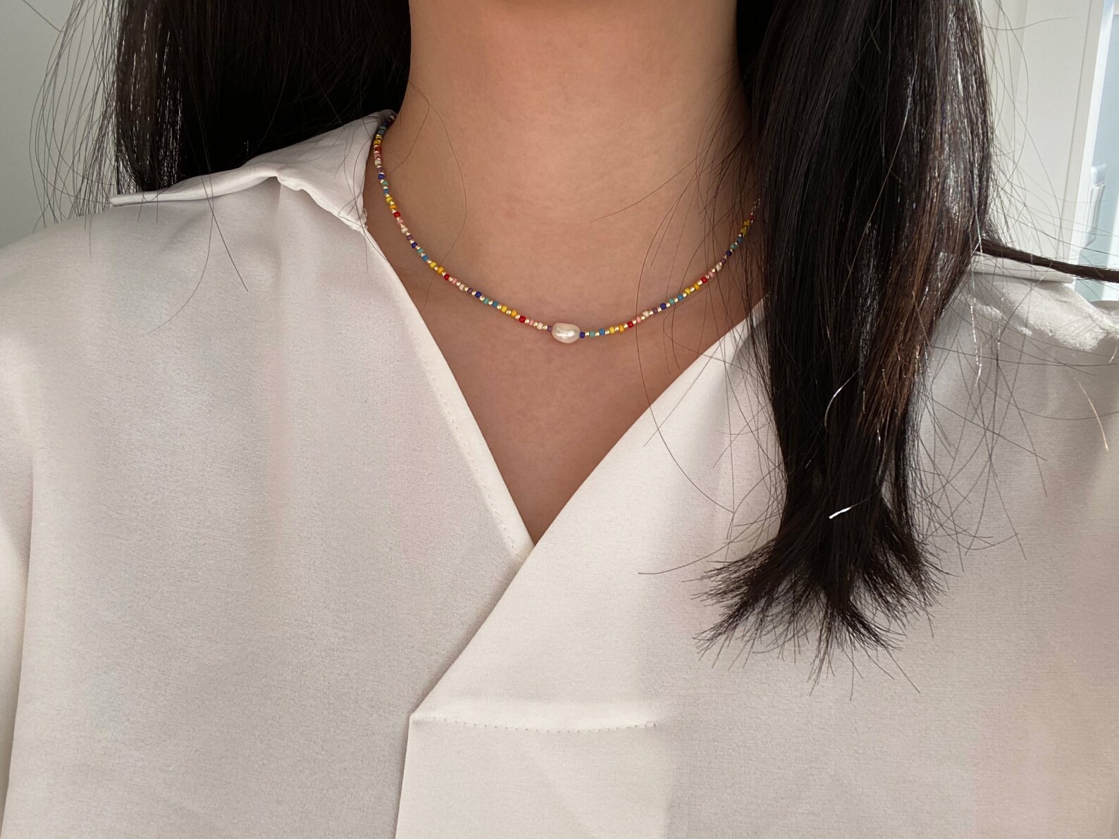 Dancing Pearl - Colorful Rainbow Beaded Freshwater Pearl Necklace for ...