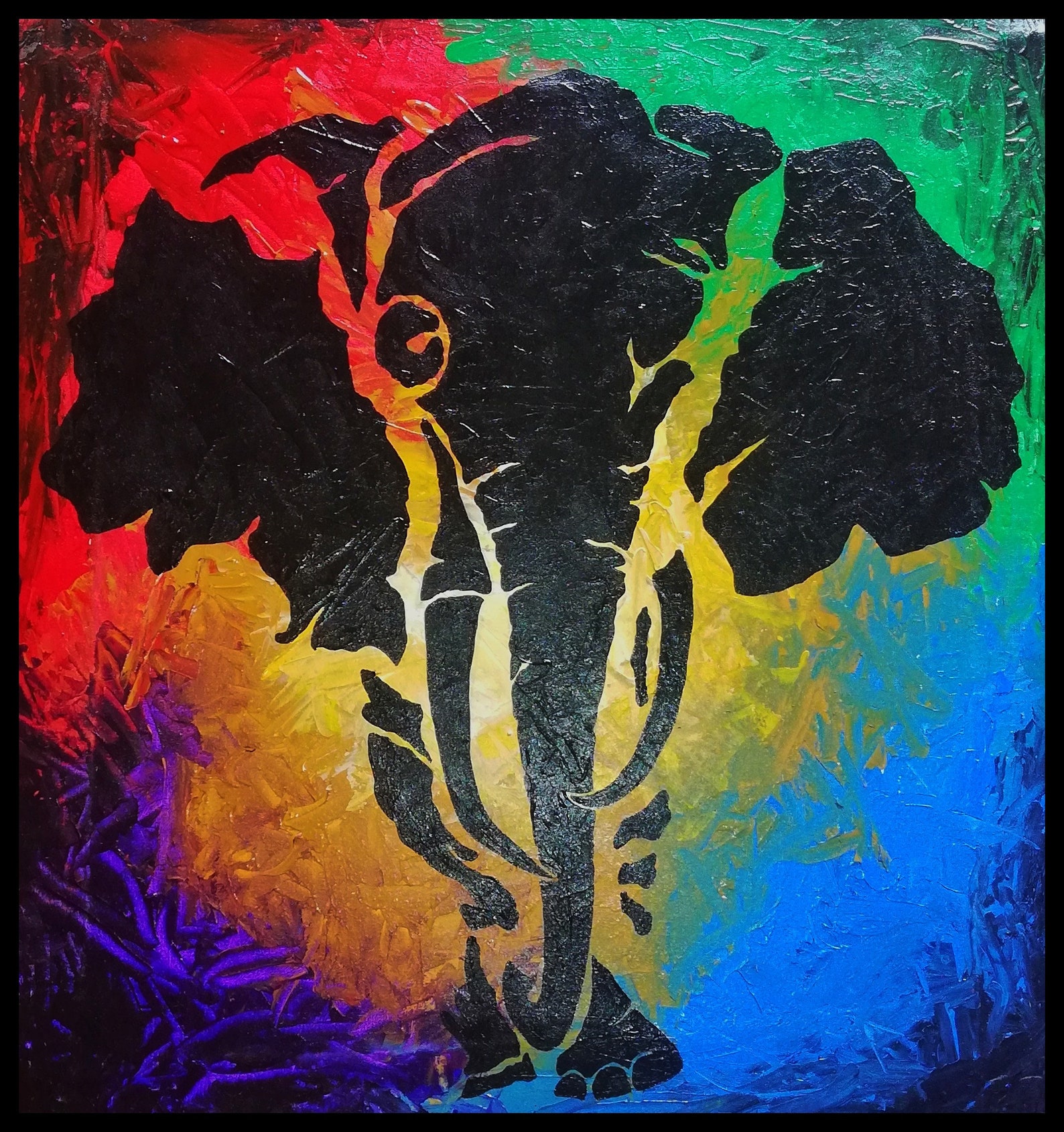 Handmade Canvas Acrylic Painting a Elephant. Abstract Wall Art - Etsy