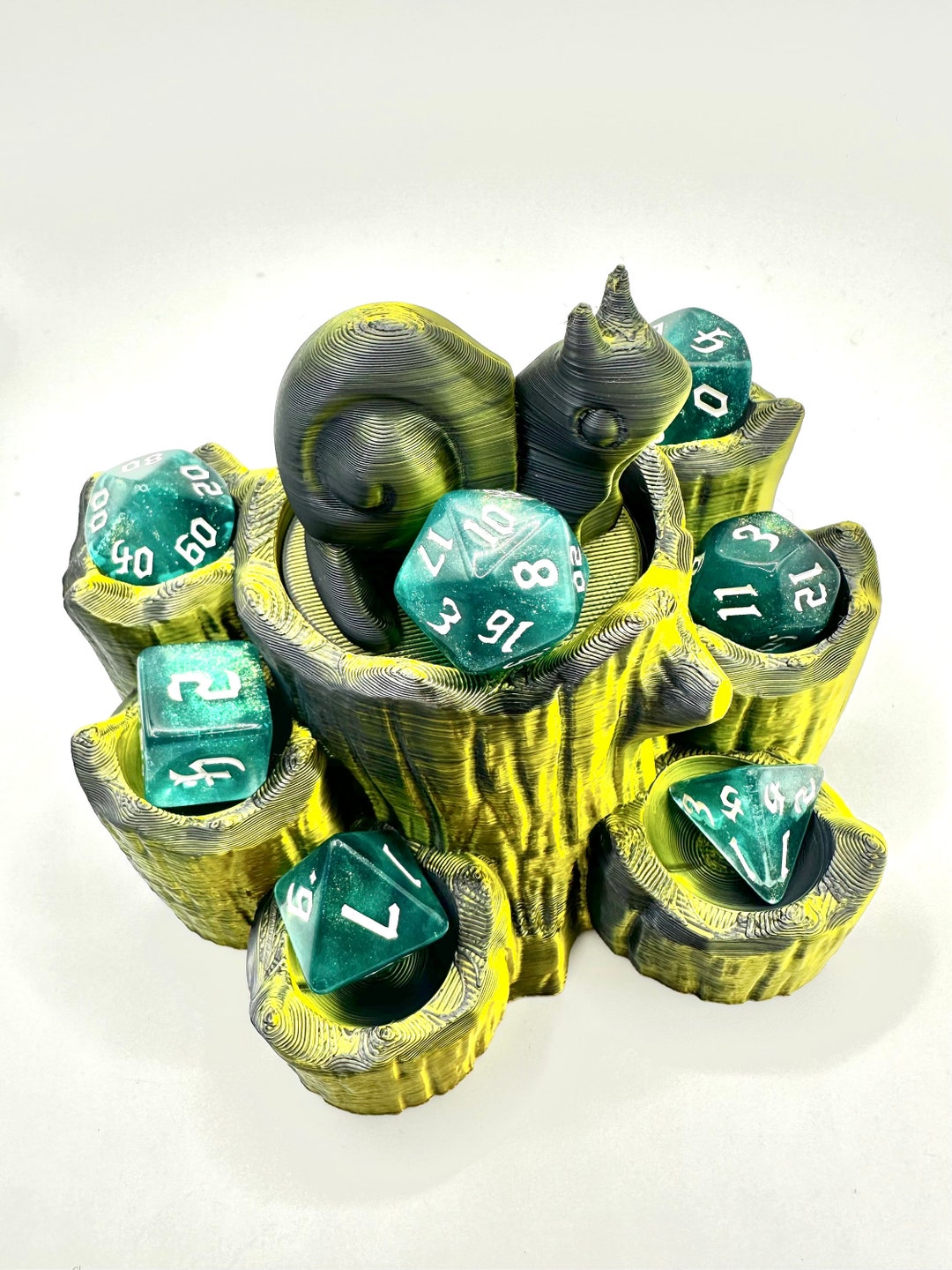 Whimsical Woodland Dice Display With Snail Guardian DND Dice Display ...