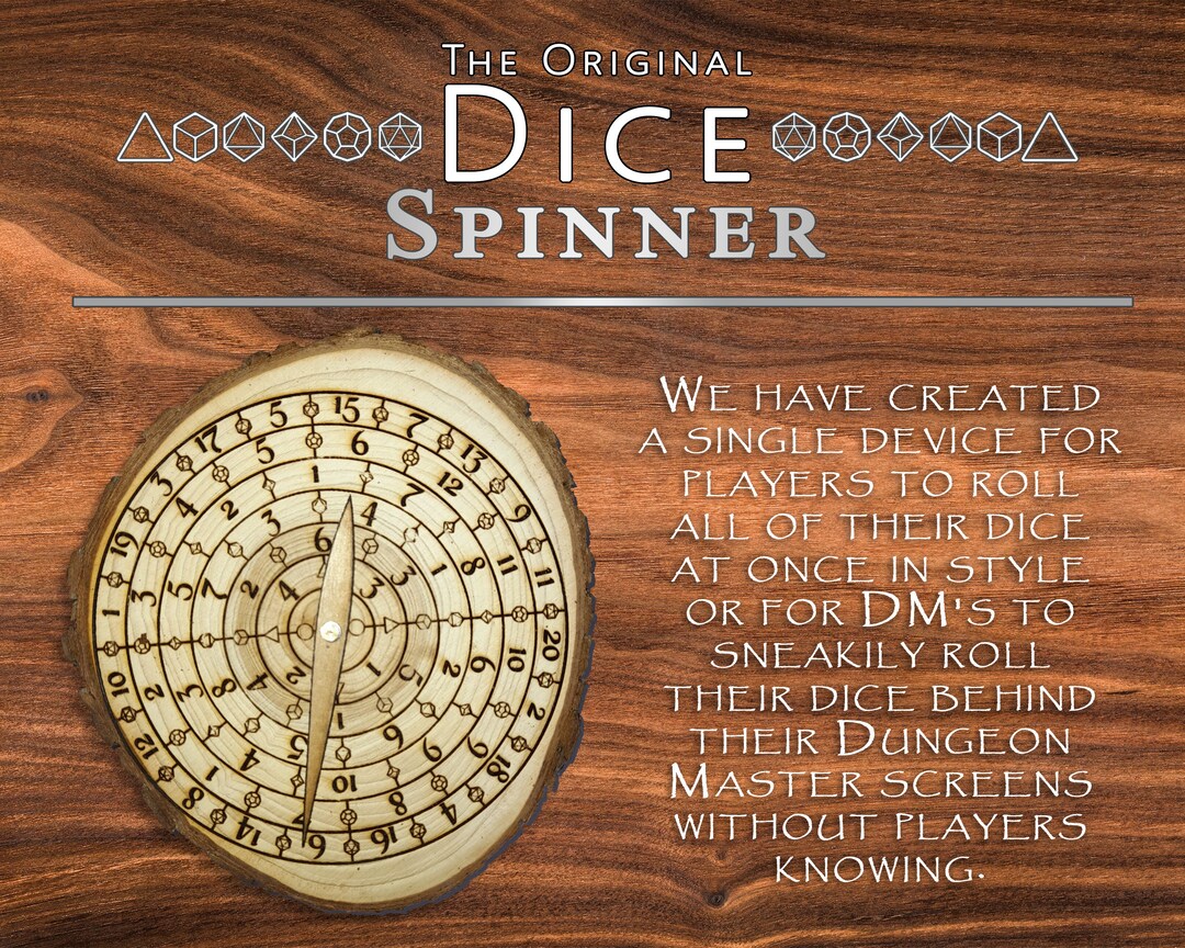 Laser Engraved Wooden Dice Spinner - Dnd RPG, Dungeon Master Companion ...