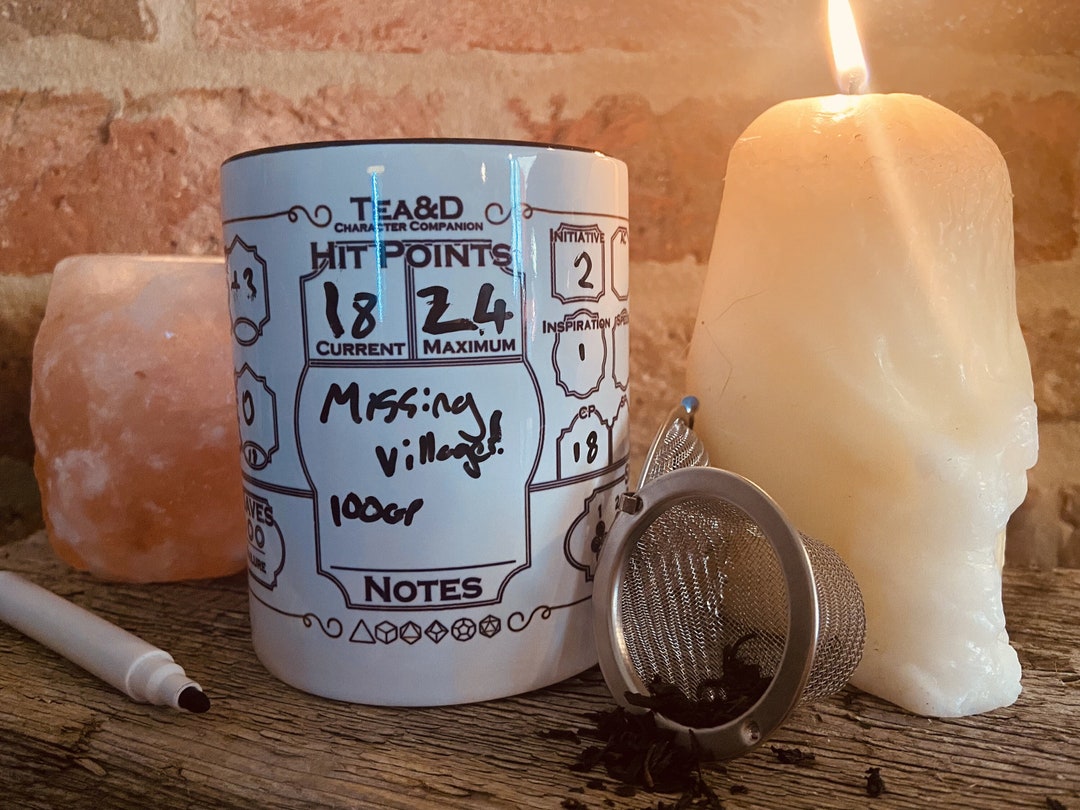 Tea & D Character Sheet Mug Dry Erase Mug RPG Accessory Mug Character ...