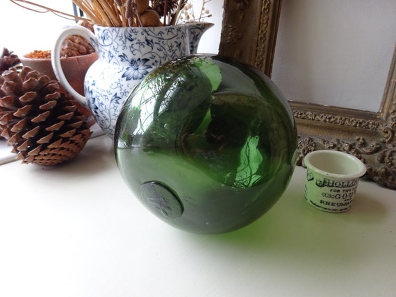 Antique German Heye Glass Fishing Float Olive Green Fishing - Etsy