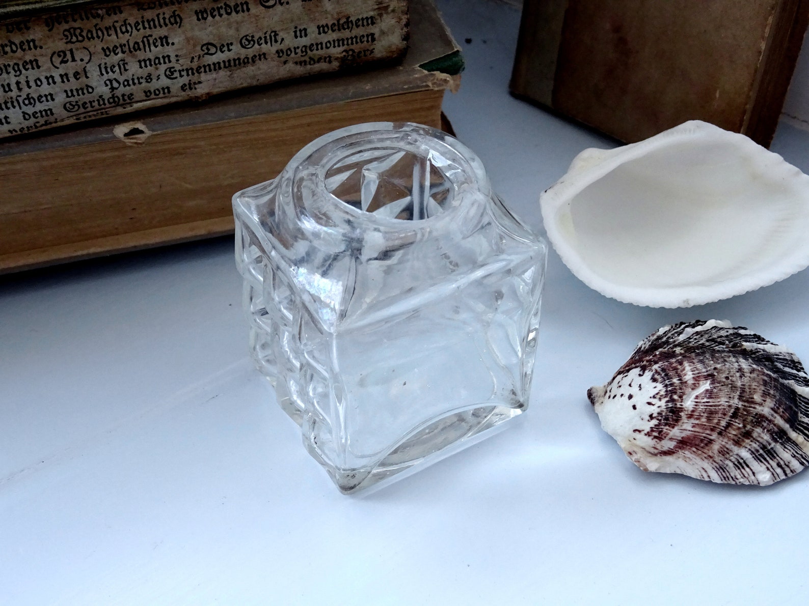 Antique Cut Glass Inkwell Square Cut Glass Ink Pot Insert - Etsy UK