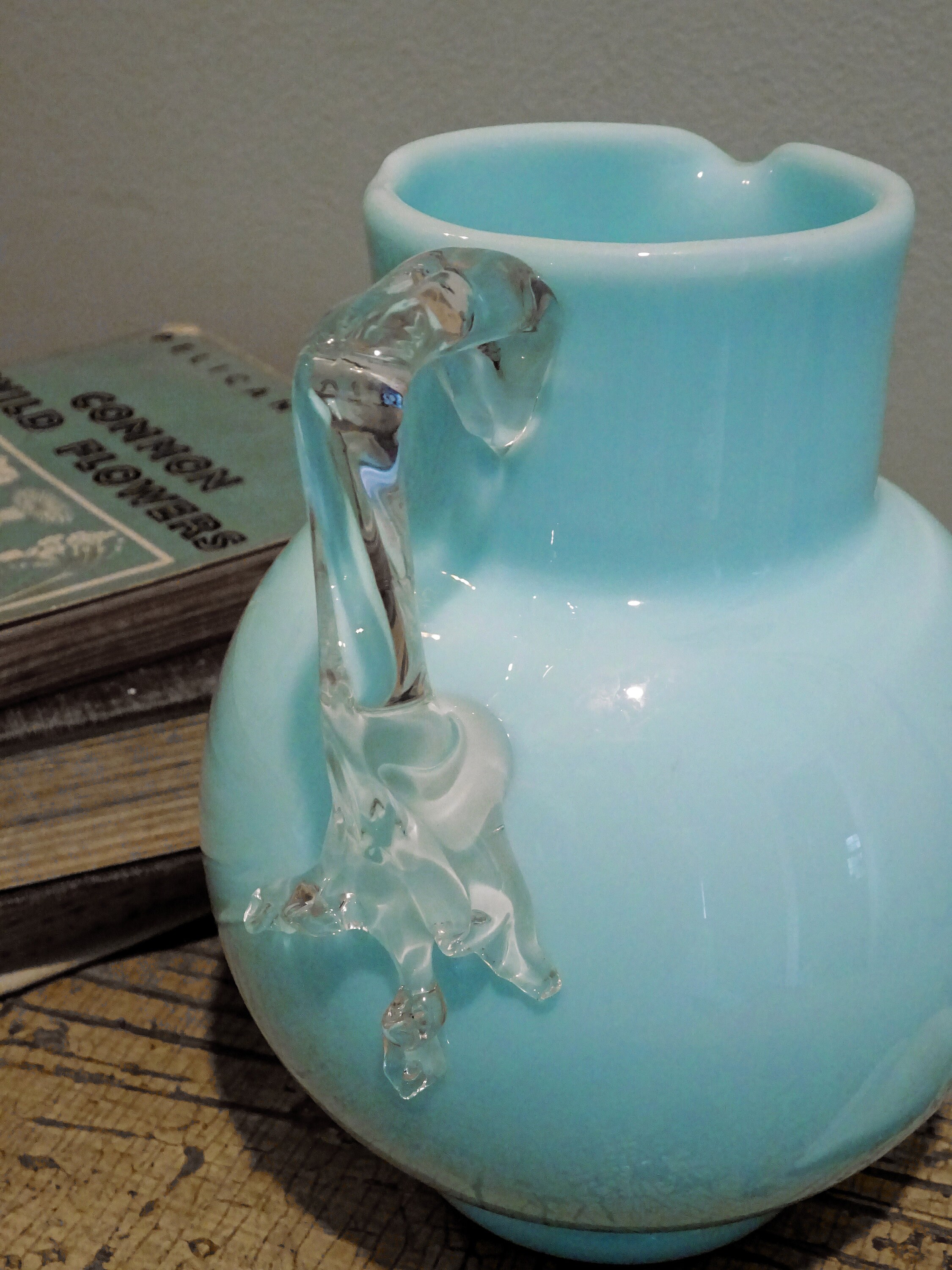 Victorian Turquoise Milk Glass Jug With an Asymmetrical Clear - Etsy UK