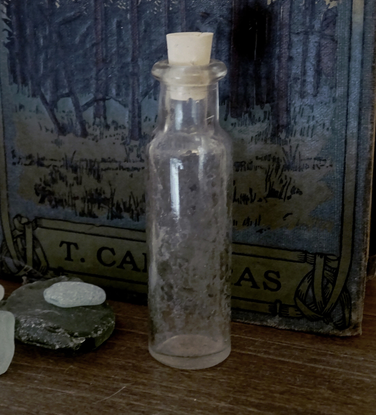 Antique Clear Glass Vial Small Narrow Bottle With Cork Medicine Bottle ...