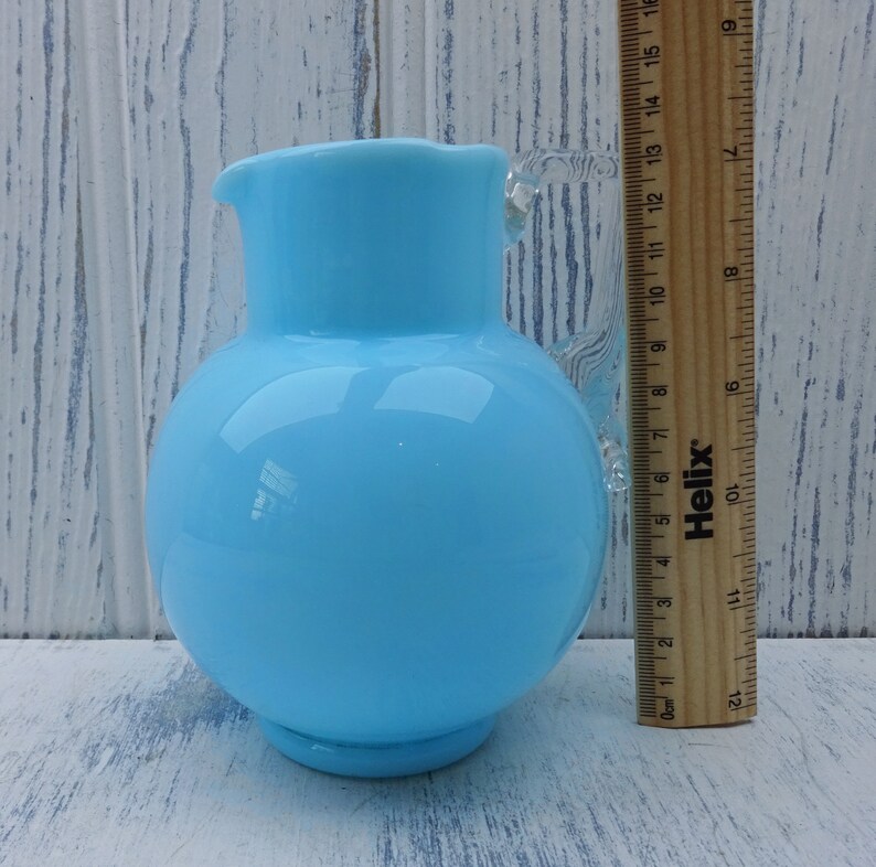 Victorian Turquoise Milk Glass Jug With an Asymmetrical Clear - Etsy UK