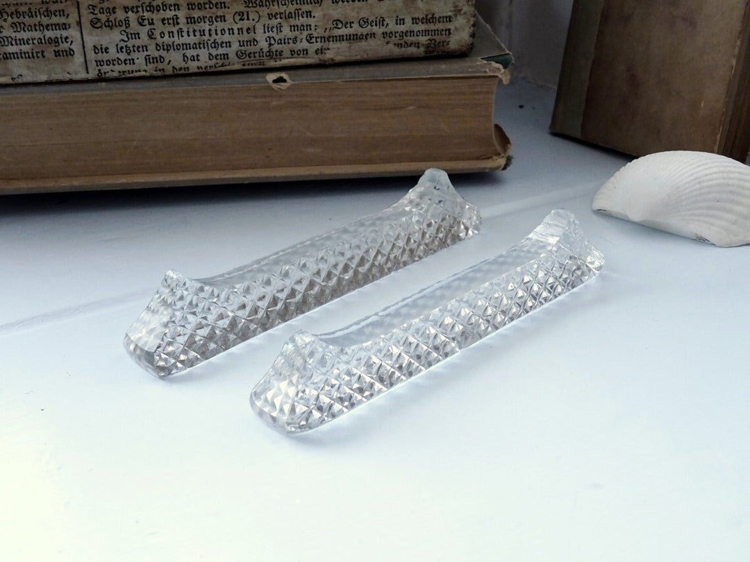 Antique Lead Crystal Cutlery Rests ~ Pair Cut Crystal Fork Rests ...