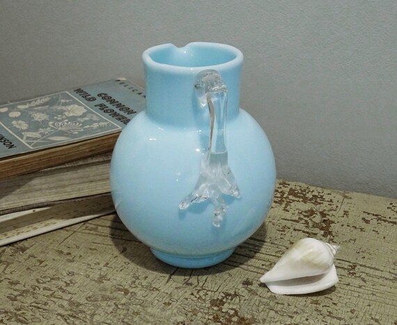 Victorian Turquoise Milk Glass Jug With an Asymmetrical Clear - Etsy UK