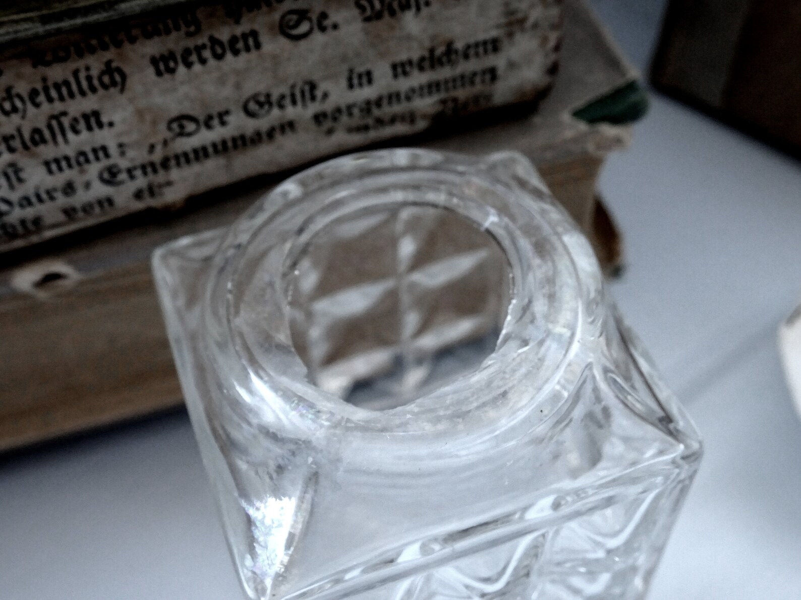 Antique Cut Glass Inkwell Square Cut Glass Ink Pot Insert - Etsy UK