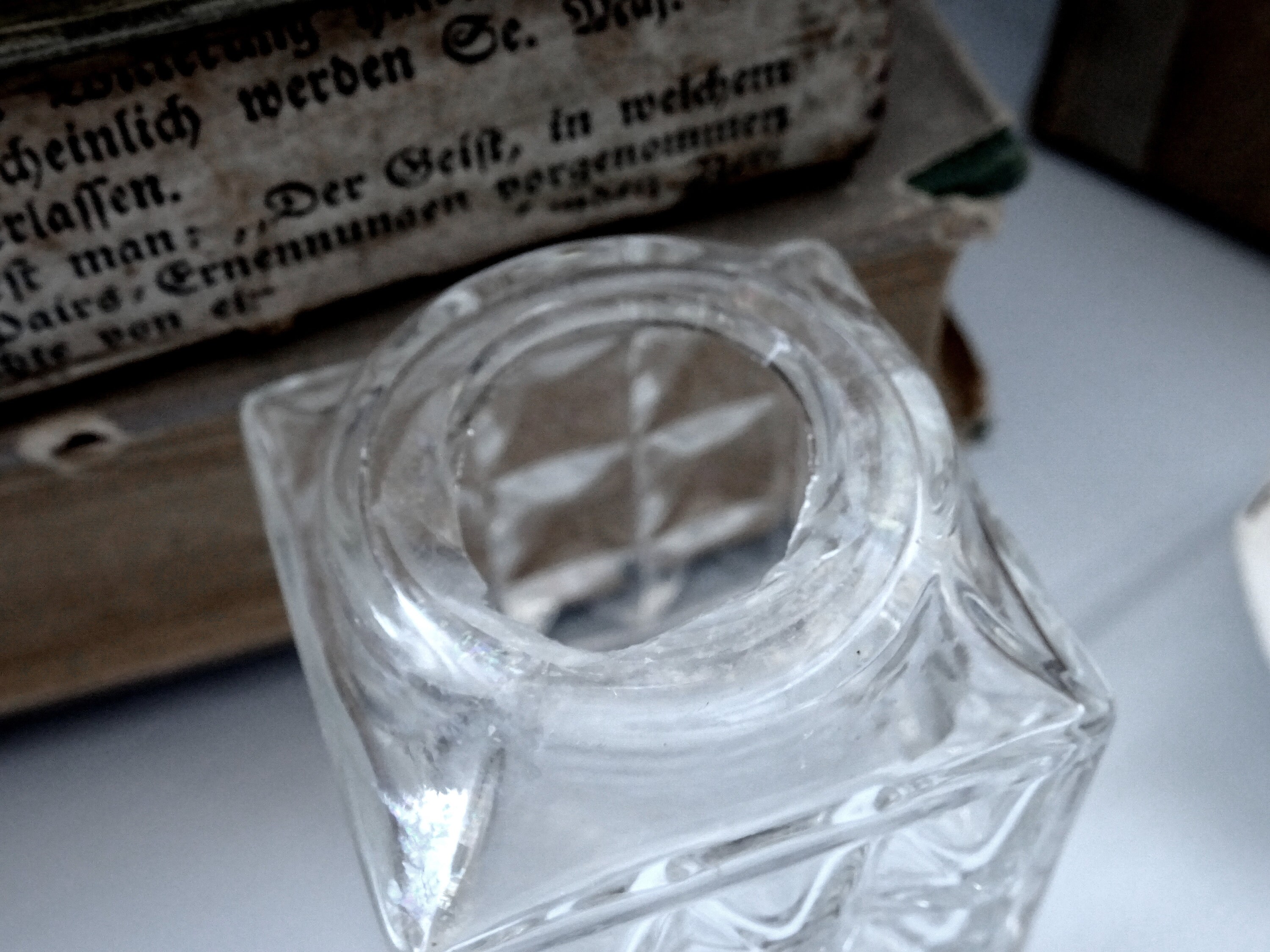 Antique Cut Glass Inkwell Square Cut Glass Ink Pot Insert - Etsy UK