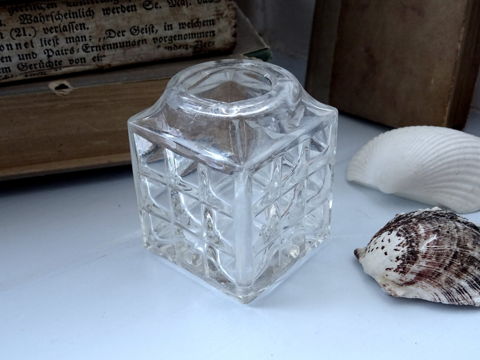 Antique Cut Glass Inkwell Square Cut Glass Ink Pot Insert - Etsy UK