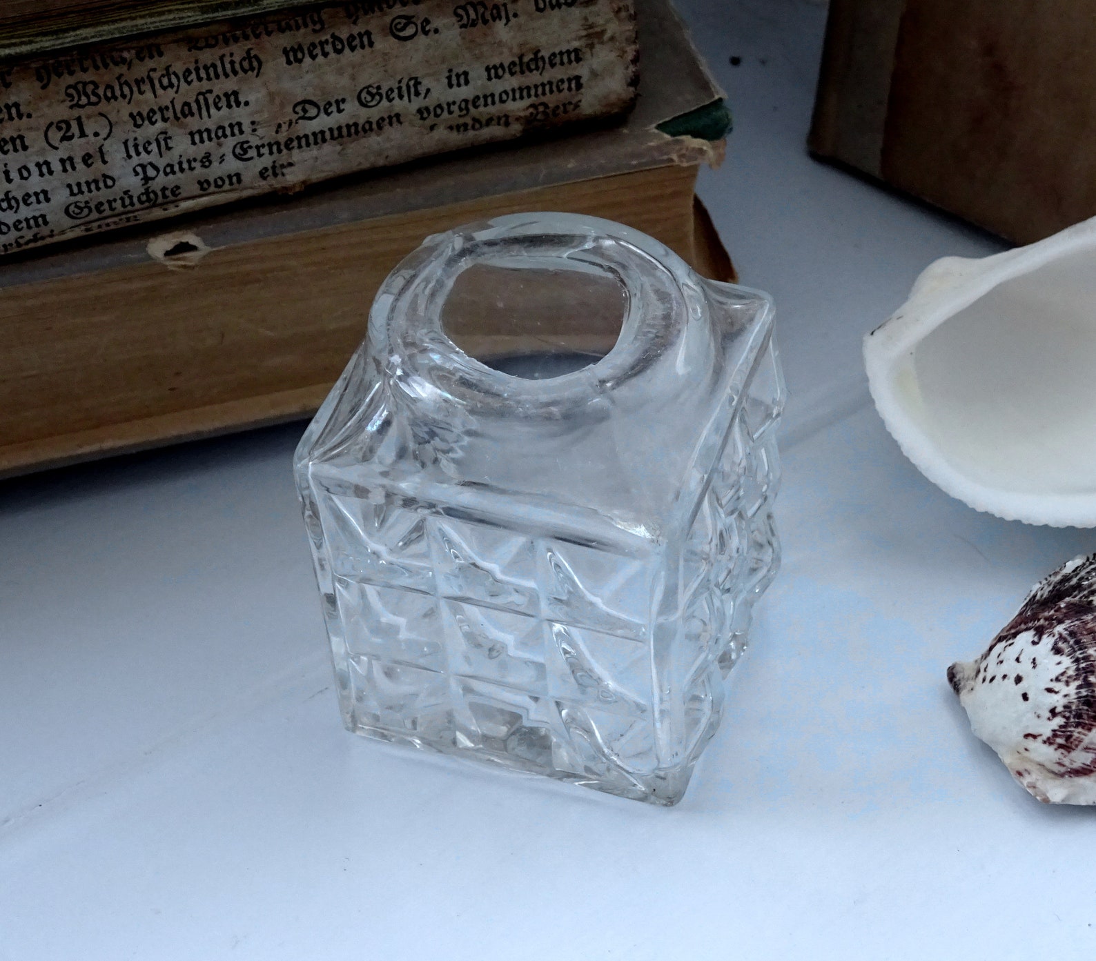 Antique Cut Glass Inkwell Square Cut Glass Ink Pot Insert - Etsy UK