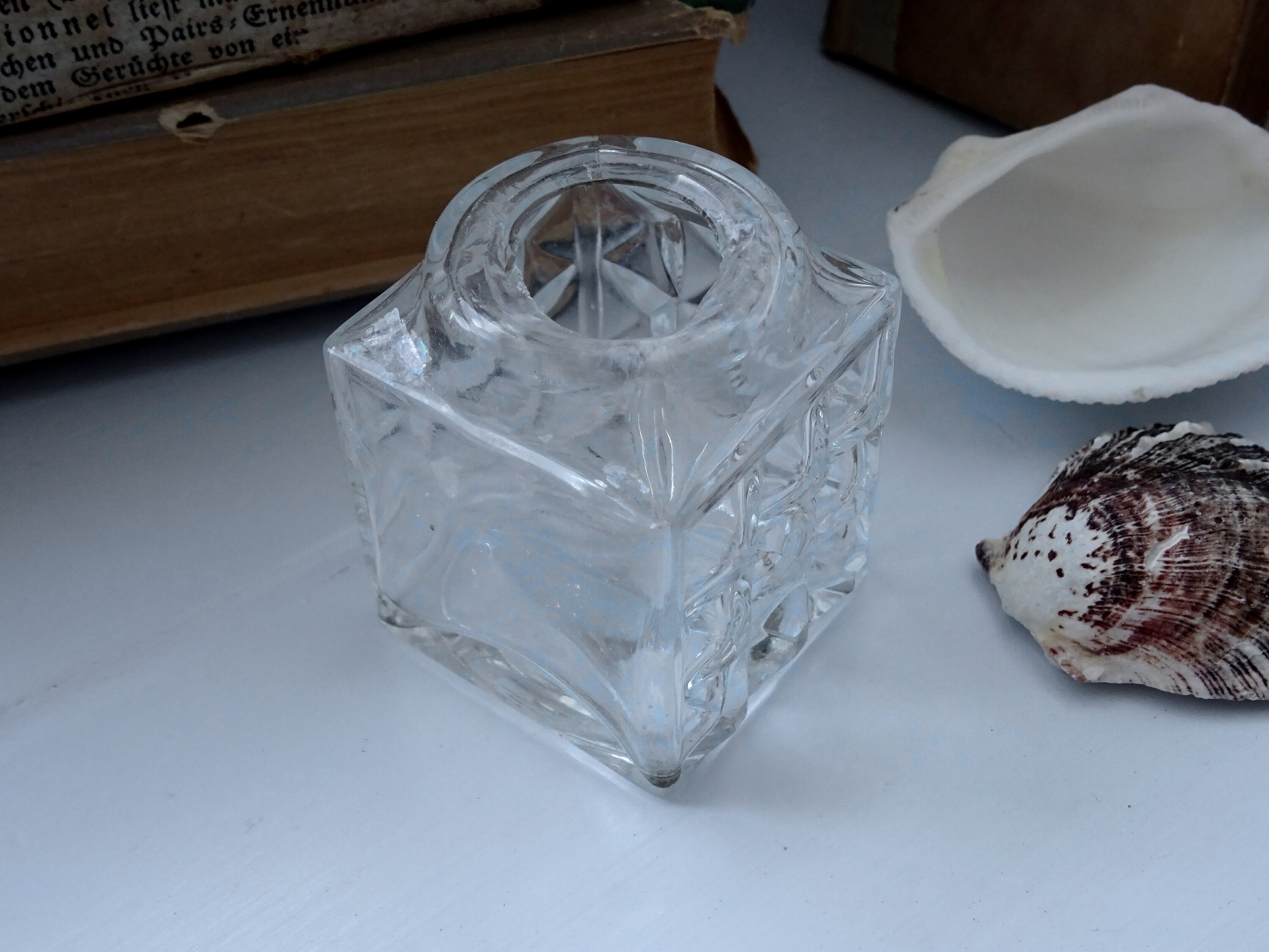 Antique Cut Glass Inkwell Square Cut Glass Ink Pot Insert - Etsy UK