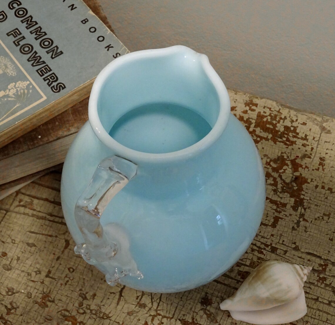 Victorian Turquoise Milk Glass Jug With an Asymmetrical Clear - Etsy UK