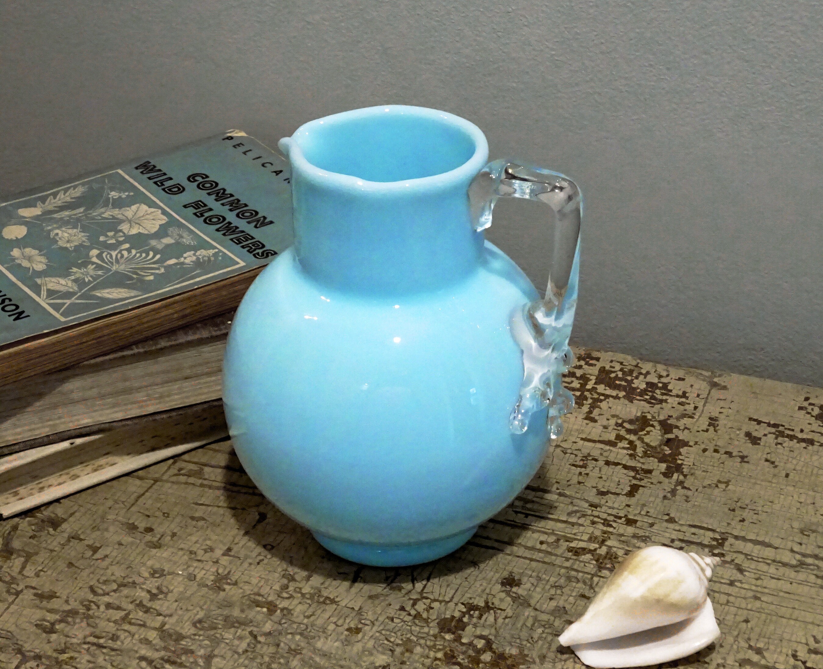 Victorian Turquoise Milk Glass Jug With an Asymmetrical Clear - Etsy UK