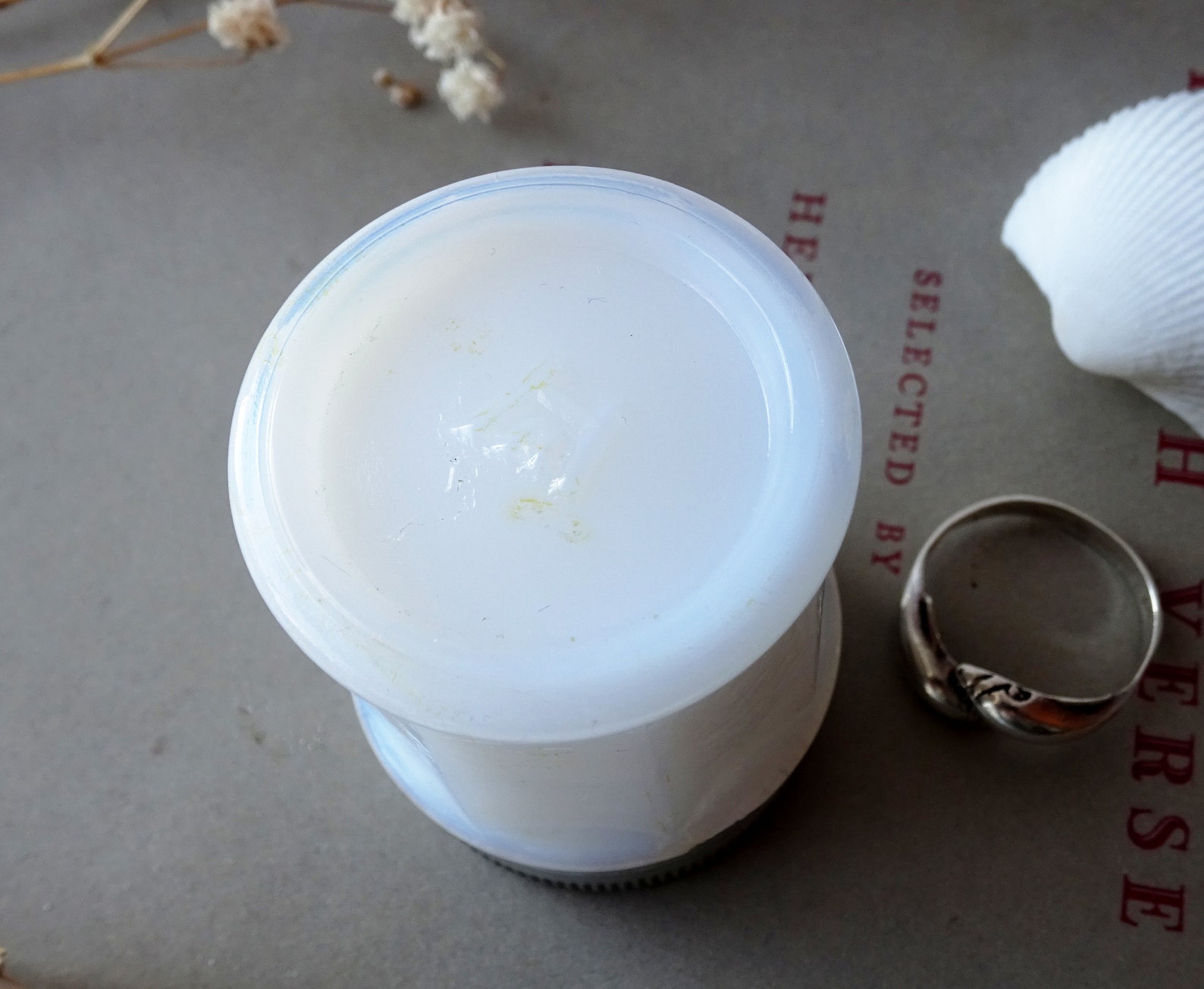 Antique American Milk Glass Face Cream Pot With Screw on Zinc Lid ...