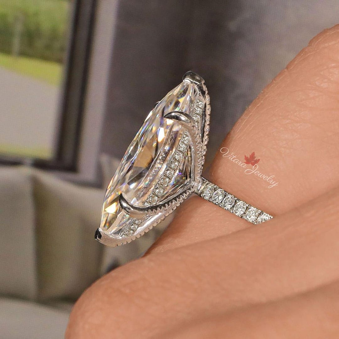 7.5CT Large Marquise Moissanite Engagement Ring,big Marquise Solitaire ...