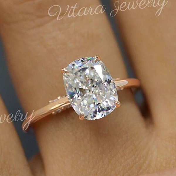 Rose Gold Cushion Cut Ring - Etsy