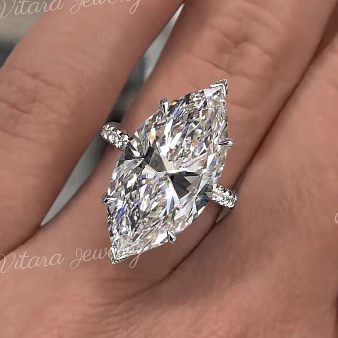 11 CT Large Marquise Moissanite Engagement Ring,big Marquise Solitaire ...