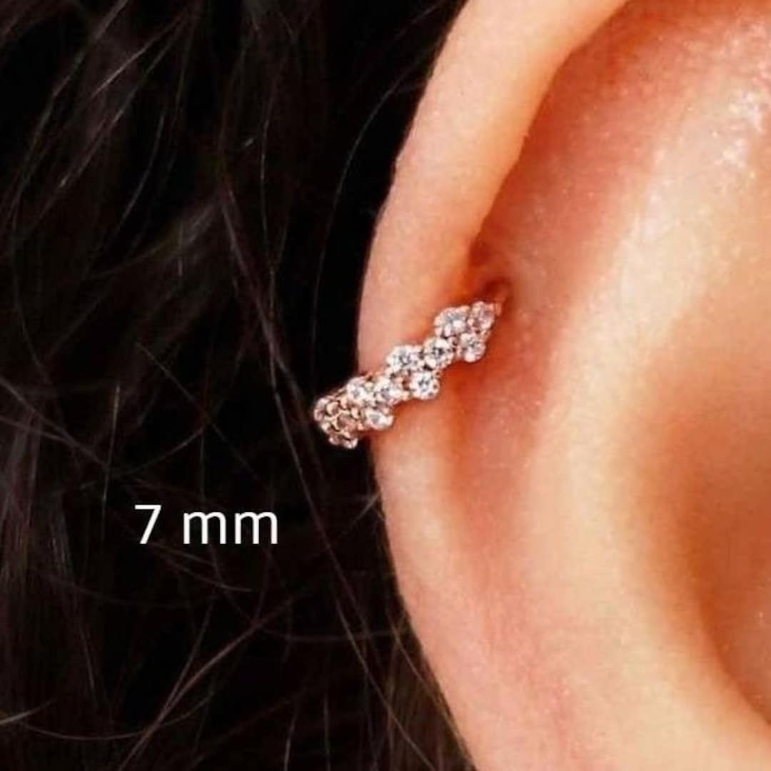 14k Solid Gold Helix Hoop,diamond Helix Earring•cartilage Hoop•helix ...