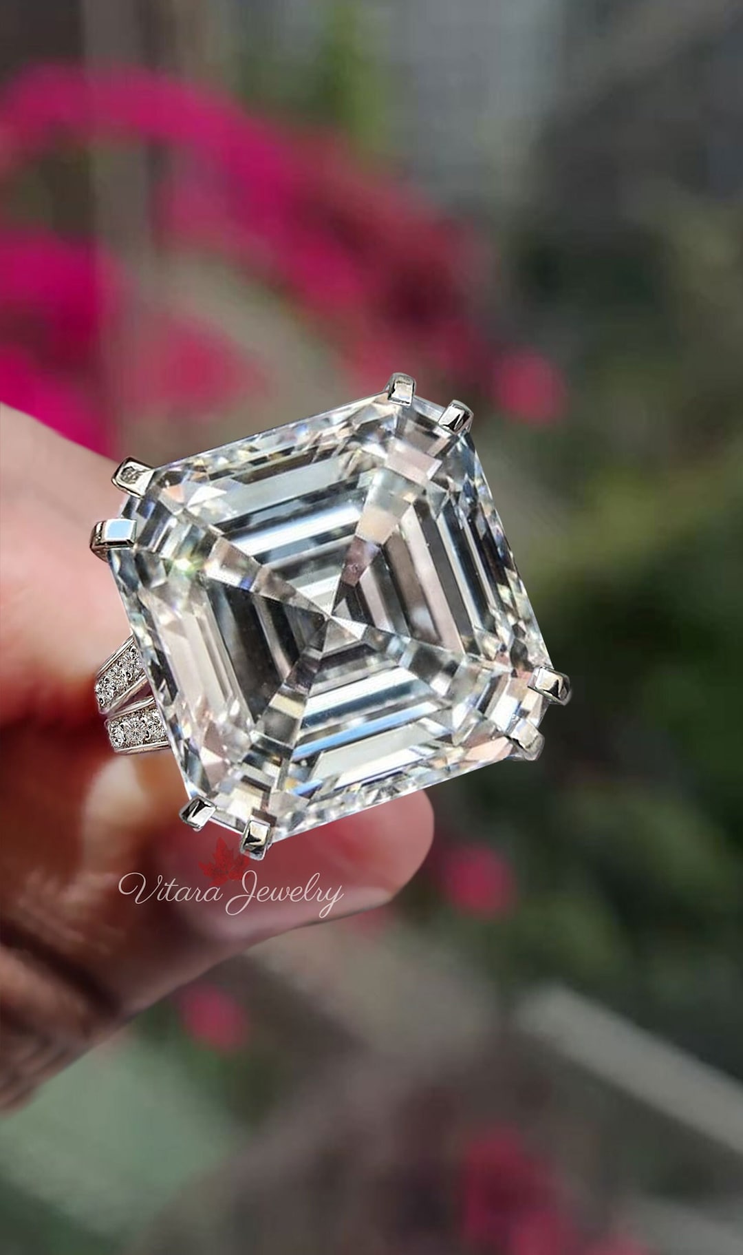 9.8 CT Large Asscher Cut Engagement Ring,split Shank Asscher Cut ...