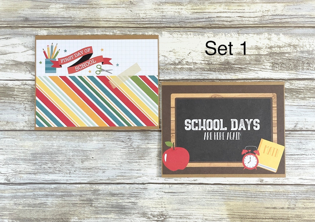 Handmade Back to School Note Card Set: Kraft Cardstock, School Theme - Etsy
