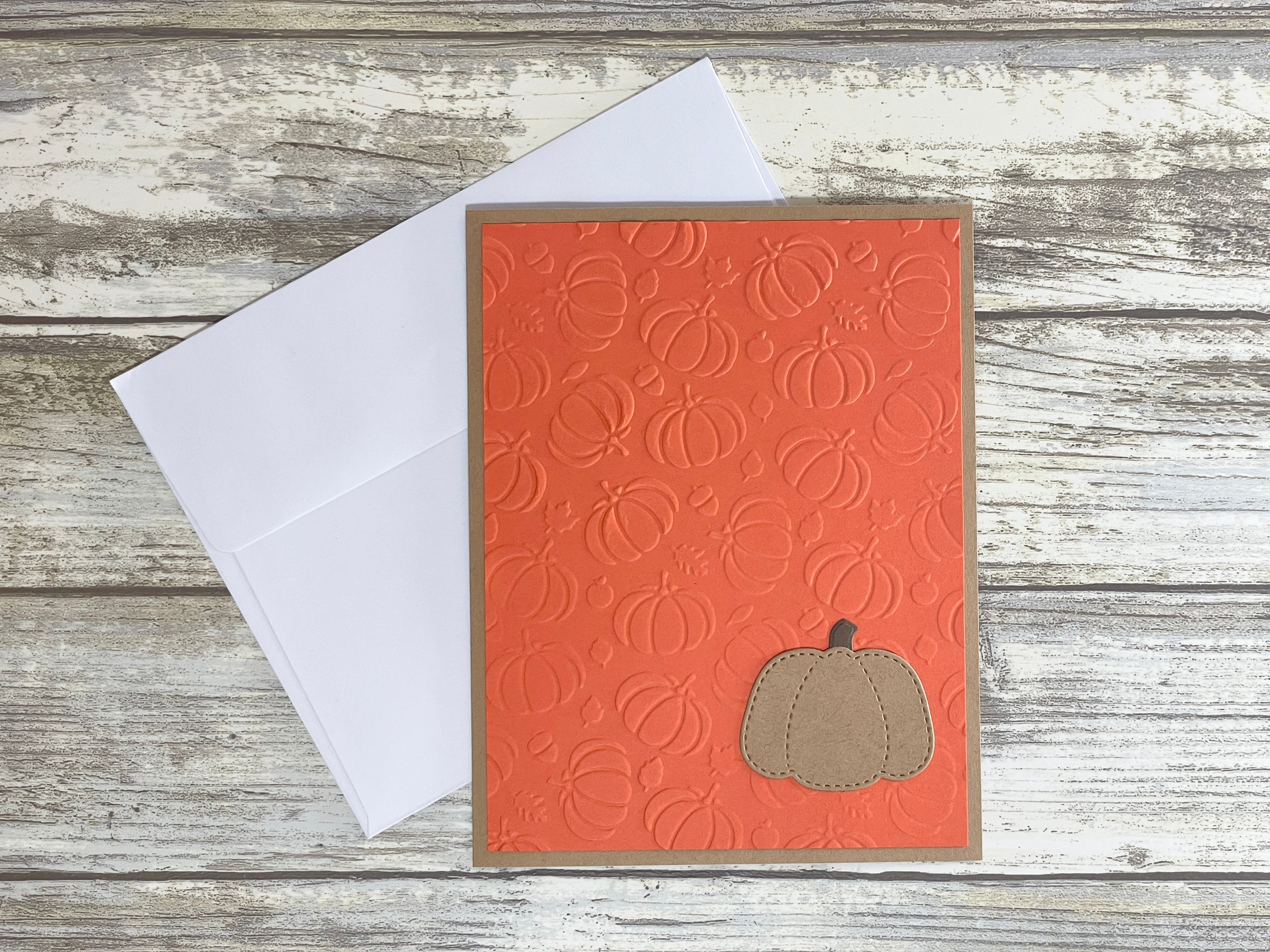 Fall Greeting Cards, Fall Note Cards, Embossed Greeting Cards, Pumpkin ...