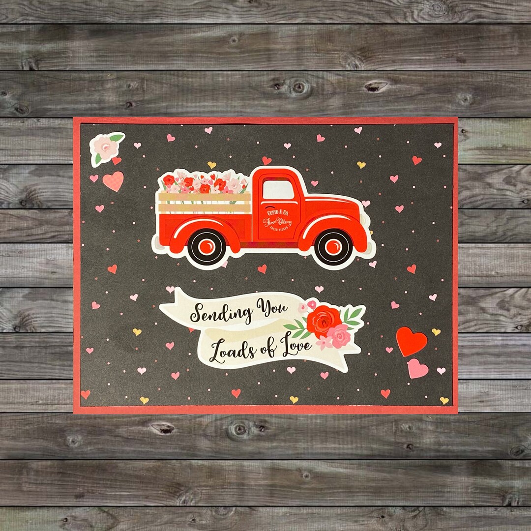 Valentines Day Card, Blank Valentines Day Card, Truck Valentine Card ...