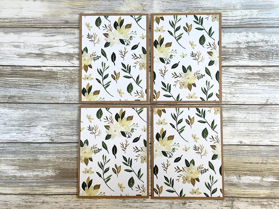 Handmade Floral Note Cards: Kraft Paper Cottagecore Cards (set of 4) - Etsy