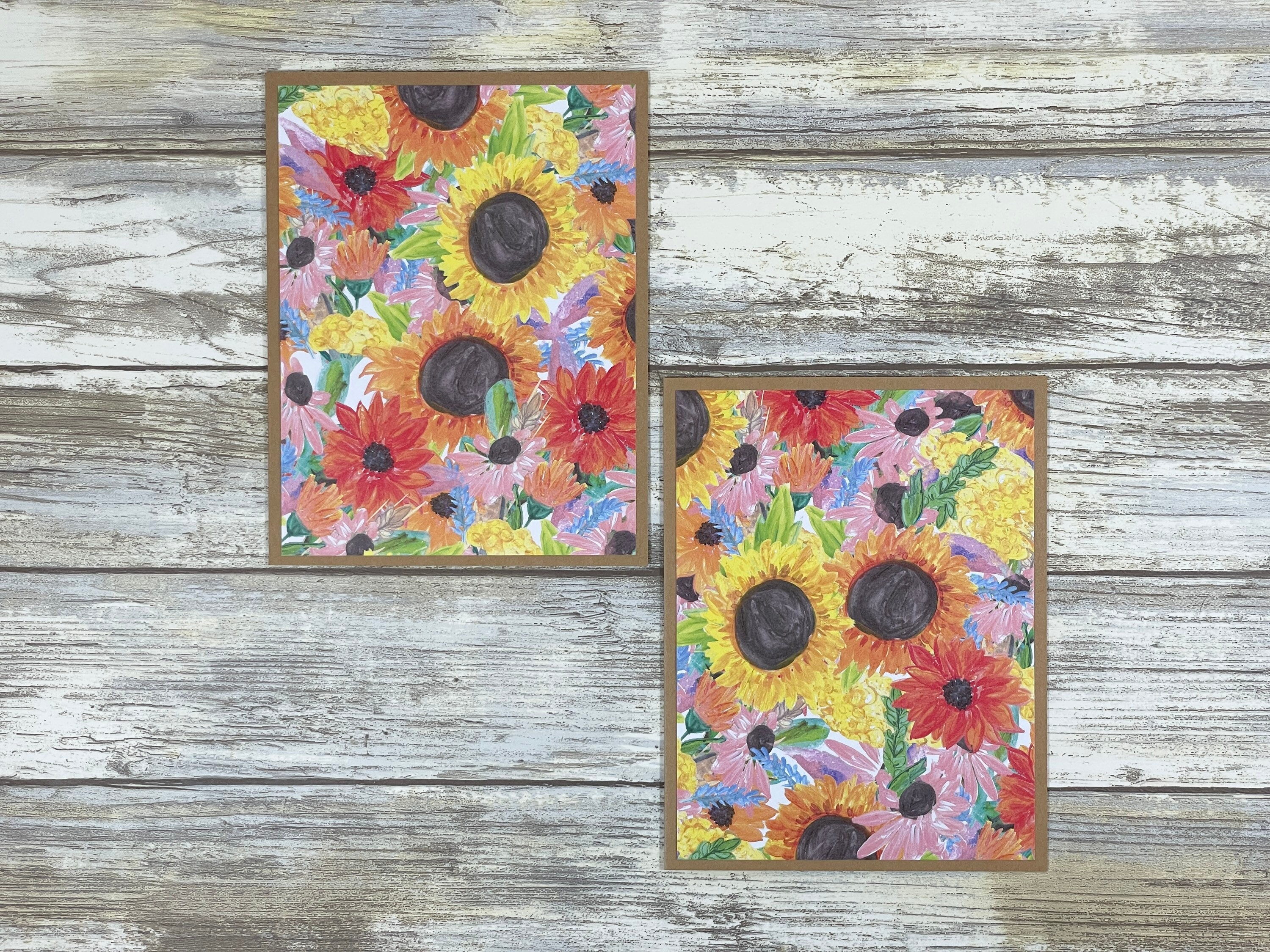 Sunflower Cards, Flower Note Cards, Floral Cards, Note Cards With ...