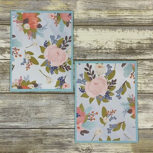 Handmade Floral Note Card Set: Blue Stationery With Envelopes - Etsy
