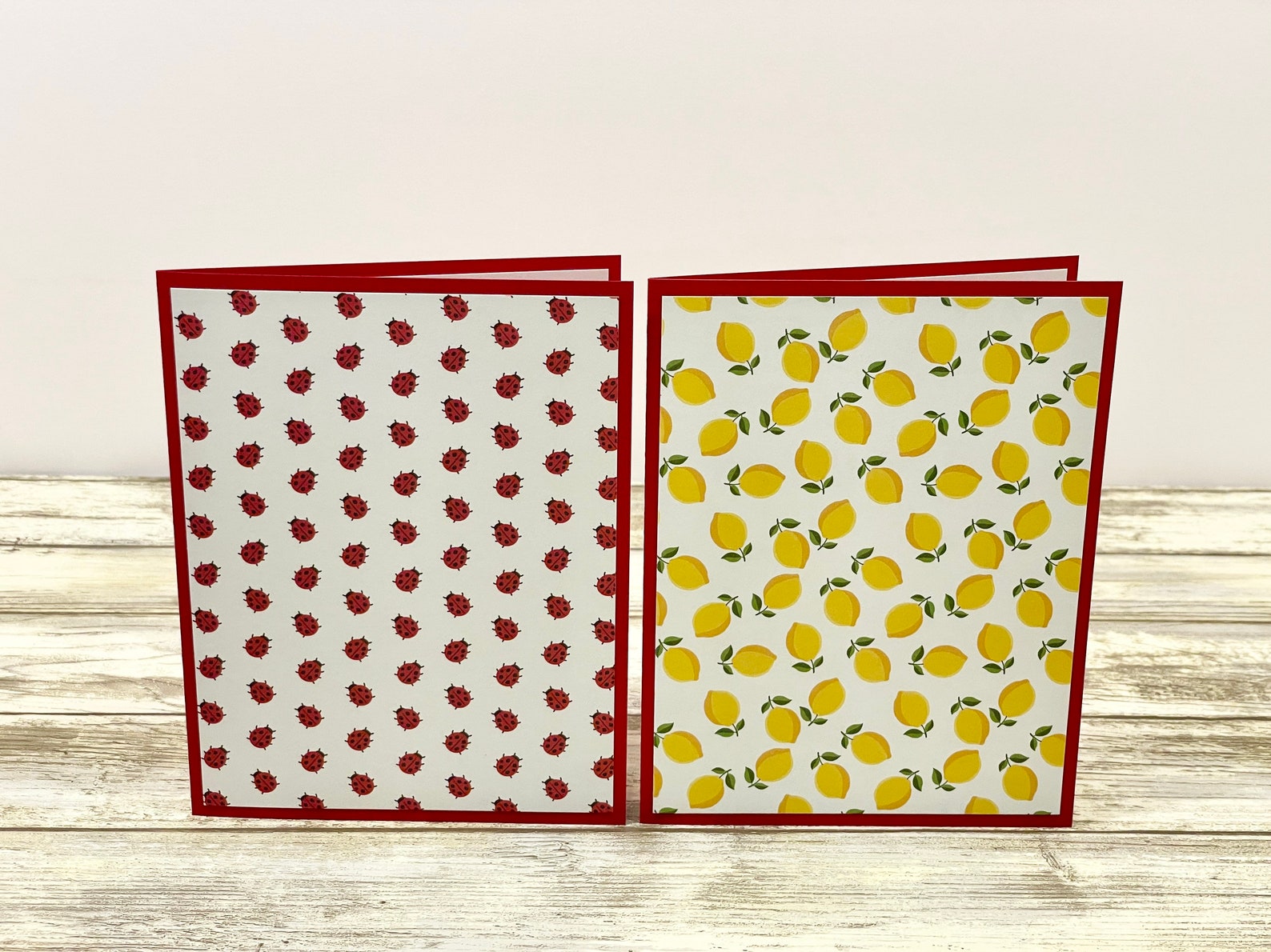 Summer Note Cards, Summer Cards, Lemon Card, Ladybug Card, Floral Note ...